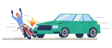 Premium Vector Motorcycle And Car Collision On Road Vector Illustration