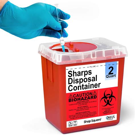 Shop Square Sharps Container 1 Quart Red Plastic Medical Sharps Containers 3