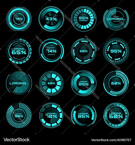Hud Futuristic Loading Progress Bars Sci Fi Vector Image