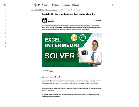 🥇 Capítulo 14 Solver En Excel Aplicaciones Y Ejemplos Inicio 🎯