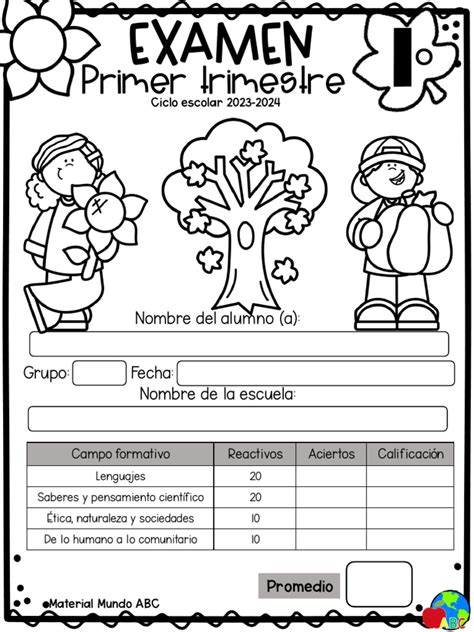 Examen Primer Grado Primer Trimestre Pdf