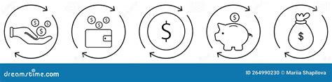 Set Of Cashflow Line Icons Stock Vector Illustration Of Reward 264990230