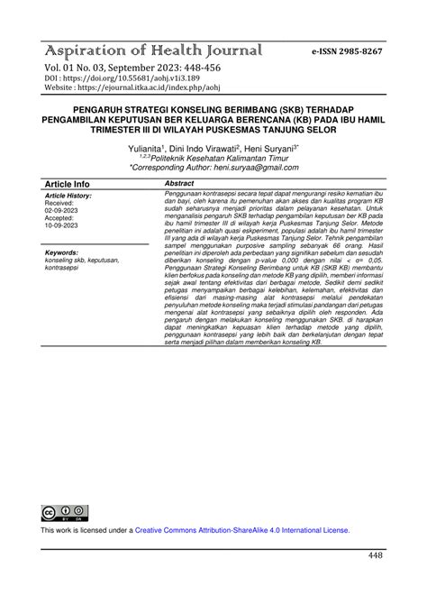 Pdf Pengaruh Strategi Konseling Berimbang Skb Terhadap Pengambilan Keputusan Ber Keluarga
