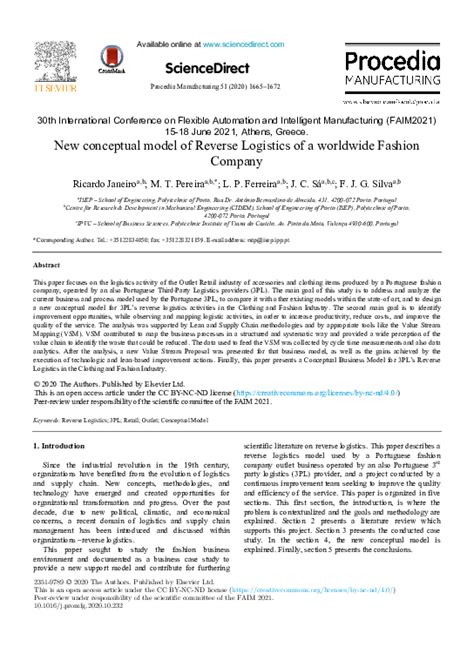 Pdf New Conceptual Model Of Reverse Logistics Of A Worldwide Fashion