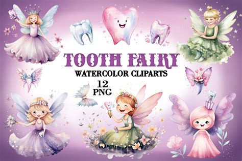 Tooth Fairy Watercolor Clipart Graphic By Rembrantd Ulya · Creative Fabrica