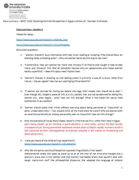 Class Summary Session 5 Class Summary Session 5 Videos For Today