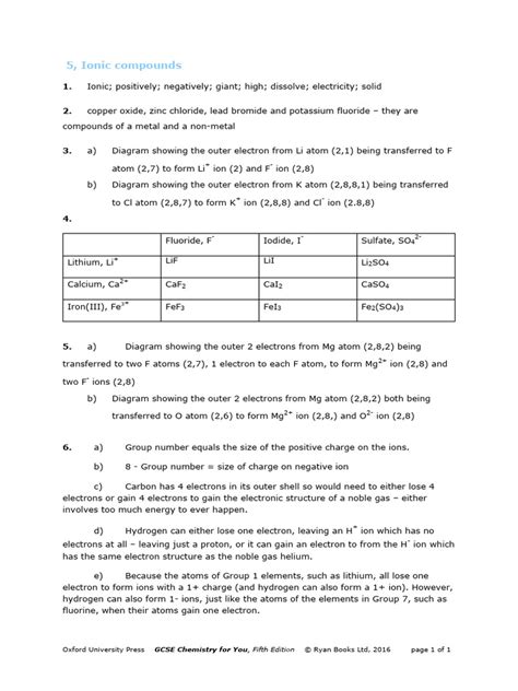 Gcfy Chapter 5 Ionic Compounds Pdf Ion Atoms