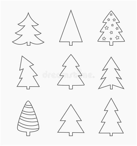 Christmas Trees Line Set Stock Vector Illustration Of Simple 97746874