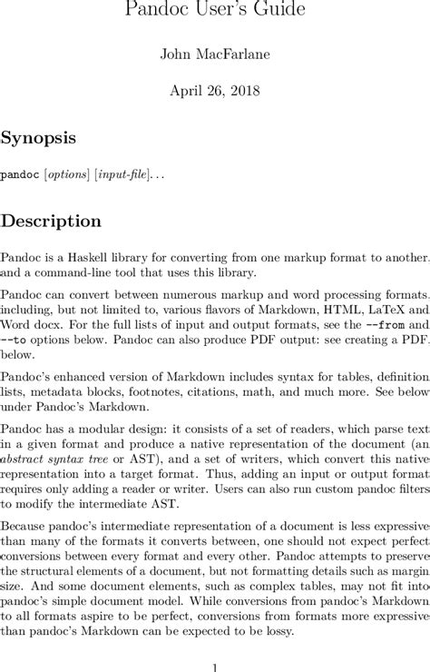 Pandoc User S Guide Manual