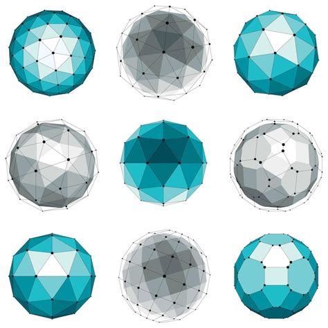 Premium Vector Set Of Abstract 3d Faceted Figures With Connected