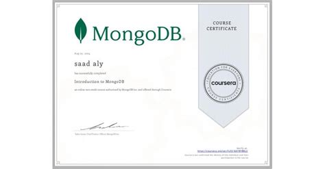 Saad Jad On Linkedin Completion Certificate For Introduction To Mongodb