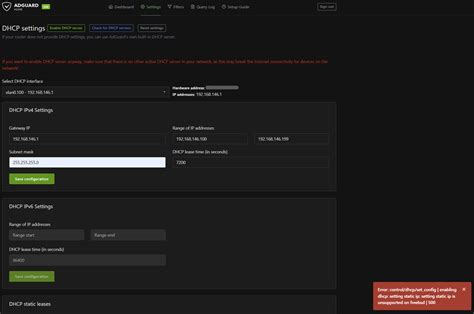 Unable To Start Dhcp Server On Freebsd With Multiple Interfaces · Issue 5742 · Adguardteam
