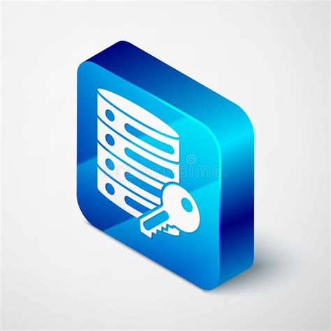 Isometric Server Security With Key Icon Isolated On Grey Background Security Safety