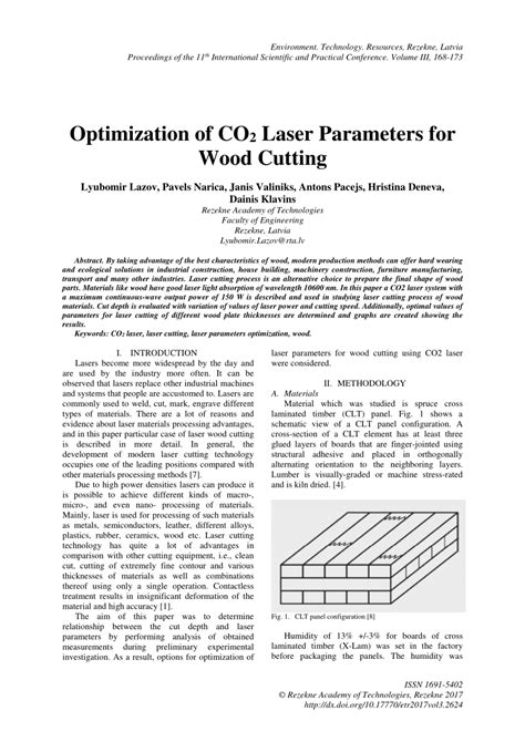 Pdf Optimization Of Co2 Laser Parameters For Wood Cuttioptimization