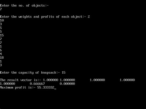 Daa Lab Program To Perform Knapsack Problem Using Greedy Solution