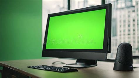 Green Screen Computer On Desk Stock Video Video Of Gadget Office 335603041