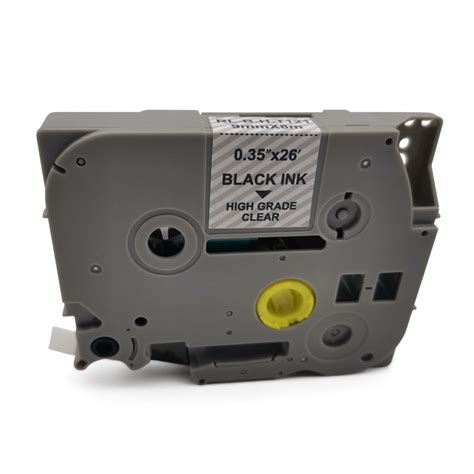 Brother HGe 121 Label Tape 9mm 0 35 Black On Clear Compatible