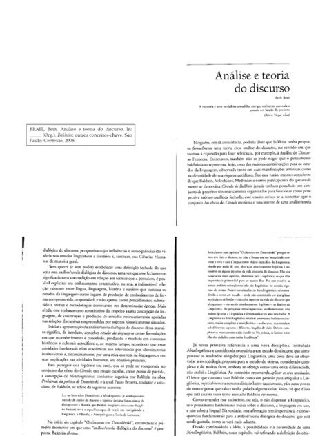 Brait Análise E Teoria Do Discurso Pdf