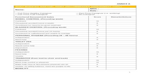 Annex A Shah Modified Barthel Index Recommended