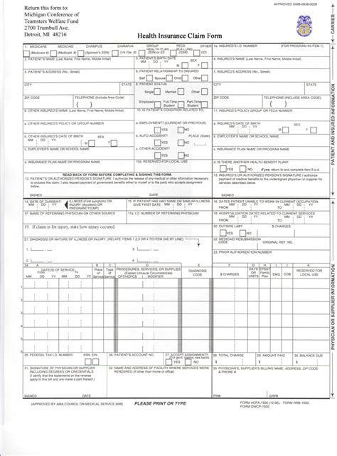 Medical Claim Form Templates Free Printable