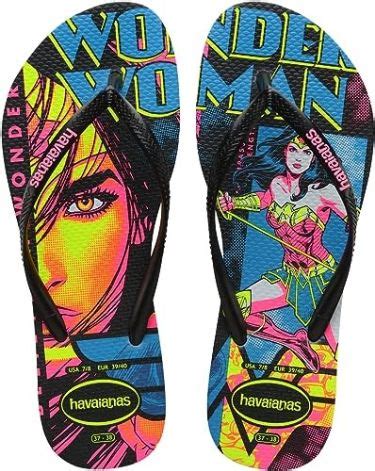 Havaianas Womens Slim Wonder Woman Slim Flip Flop Sandals Black Size