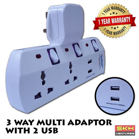 Kse Pin Uk Plug With Ways Multi Universal Usb Port Adapter Socket Extension Original
