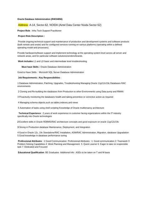 Oracle Database Administration Pdf