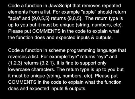Solved Code A Function In Javascript That Removes Repeated