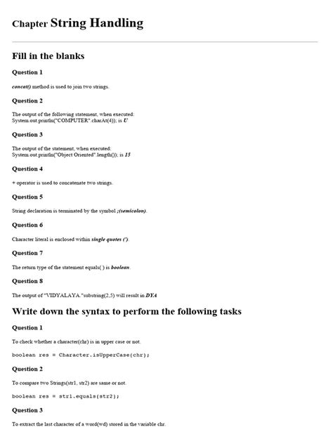 Computer String Handling Quick Revision Pdf String Computer Science Boolean Data Type