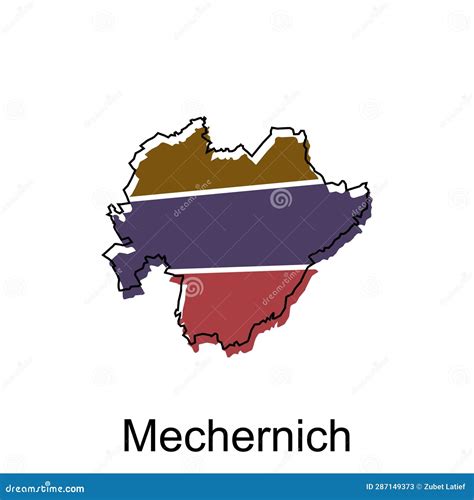 Mechernich City Of Germany Map Vector Illustration Vector Template With Outline Graphic Sketch