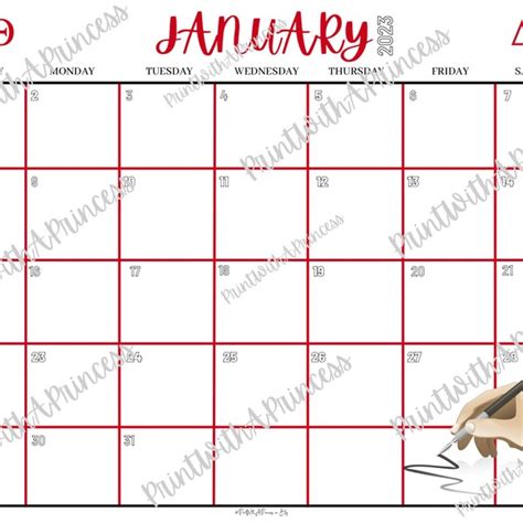 Monthly Calendar For 2023 12 Month Calendar Minimalist Calendar For Delta Sigma Theta Digital