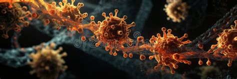 Detailed 3d Visualization Of Virus Structure Highlighting Capsid Spikes And Rna With Glowing