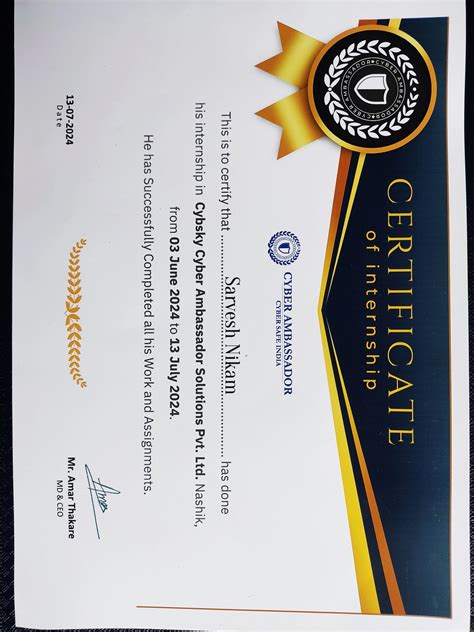 sarvesh n on linkedin internship cybersecurity learning cybsky grateful