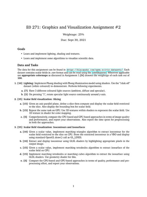 E0 271 Graphics And Visualization Assignment 2 Goals Pdf Shader