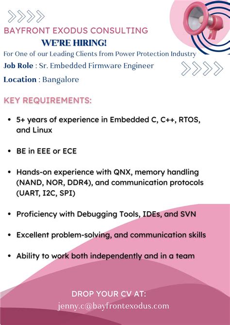 hiring firmwareengineer embeddedsystems cprogramming c… bayfront