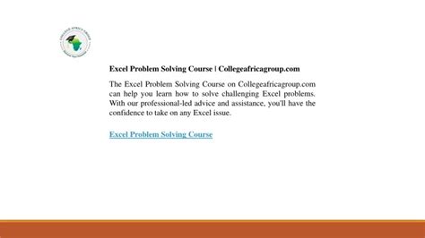 Ppt Excel Problem Solving Course Powerpoint