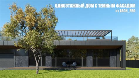 Одноэтажный дом с темным фасадом из фальца Проект современного дома с
