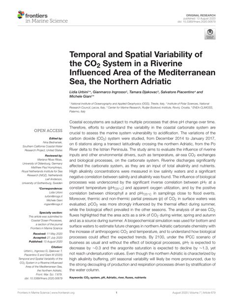Pdf Temporal And Spatial Variability Of The Co2 System In A Riverine Influenced Area Of The