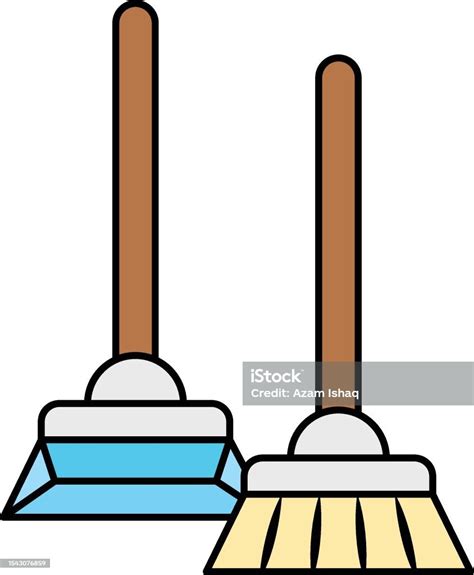 집진 바닥 청소 개념 벡터 색상 디자인 하우스키핑 기호 사무실 관리인 기호 포터 또는 클렌저 장비 스톡 일러스트레이션 가축에