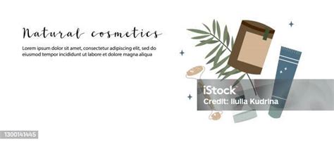 내츄럴 스킨 케어 유기농 잔인 하지 않은 화장품 비건 메이크업 얼굴과 바디 케어를위한 허브 뷰티 제품 벡터 플랫 만화 일러스트레이션 방문 페이지 배너 디자인 웹 사이트에