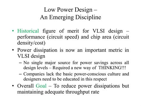 Low Power Vlsi Design Ppt Pdf Physics Science