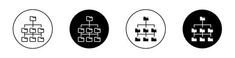 Folder Tree Icon Set Directory Structure Vector Symbol Data Sub Folder Hierarchy Pictogram In
