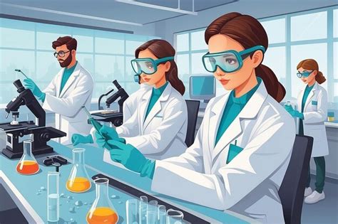 Premium Photo Robots Performing Automated Tasks In The Lab Vector Illustration In Flat Style