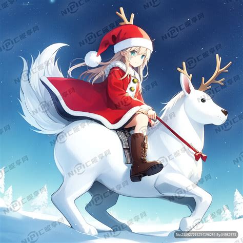 Ai创作图卡通圣诞雪人骑着圣诞鹿 圣诞树做背景 雪地场景 有圣诞老人 做一张圆形图 昵图网