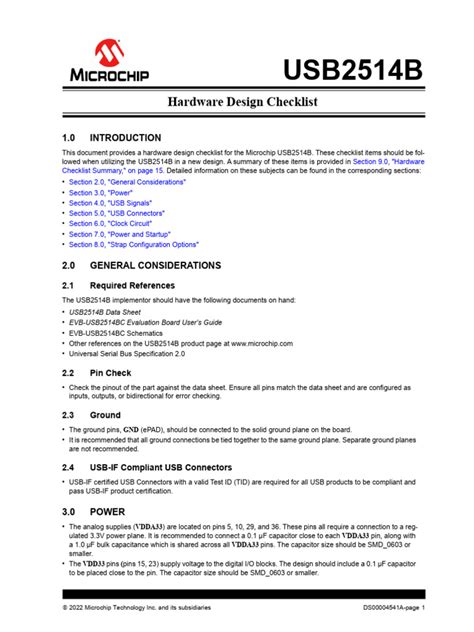 Usb2514b Hardware Design Checklist Ds00004541 Pdf Usb Electrical Engineering