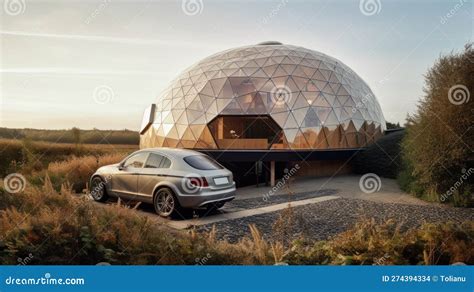 Future Ready Geodesic Dome Home With Advanced Energy Technology Stock Illustration