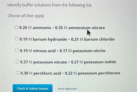 Solved Identify Buffer Solutions From The Following List