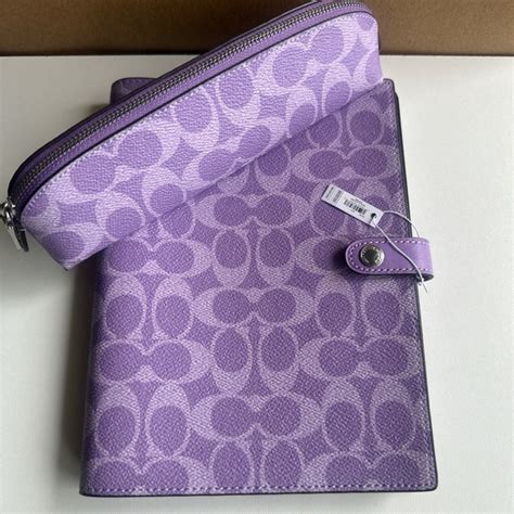 Coach Accessories Nwt Coach Bundle Purple Iris Notebook And Pencil Case Set In Signature
