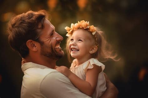 Premium Ai Image A Father And Daughter Smile At The Camera