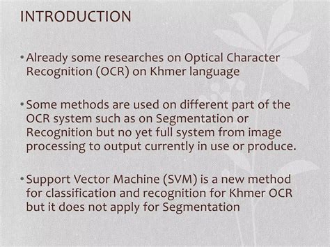 Support Vector Machine Svm Based Classifier For Khmer Printed Character Set Recognition Ppt